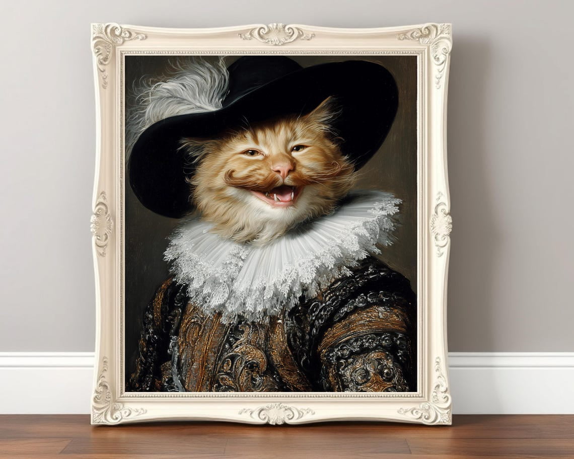 Cat Renaissance Portrait Poster Laughing Cavalier (, Unframed Poster ...