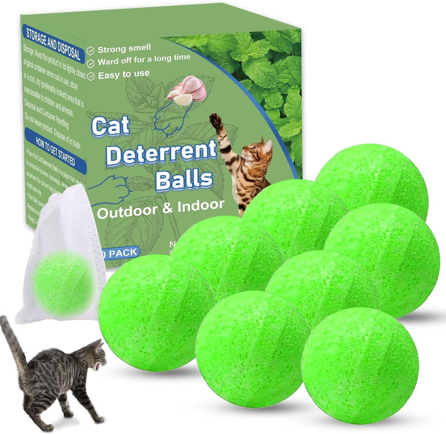 Cat Repellent Outdoor, Cat Deterrent Outdoor Indoor, Natural Peppermint ...
