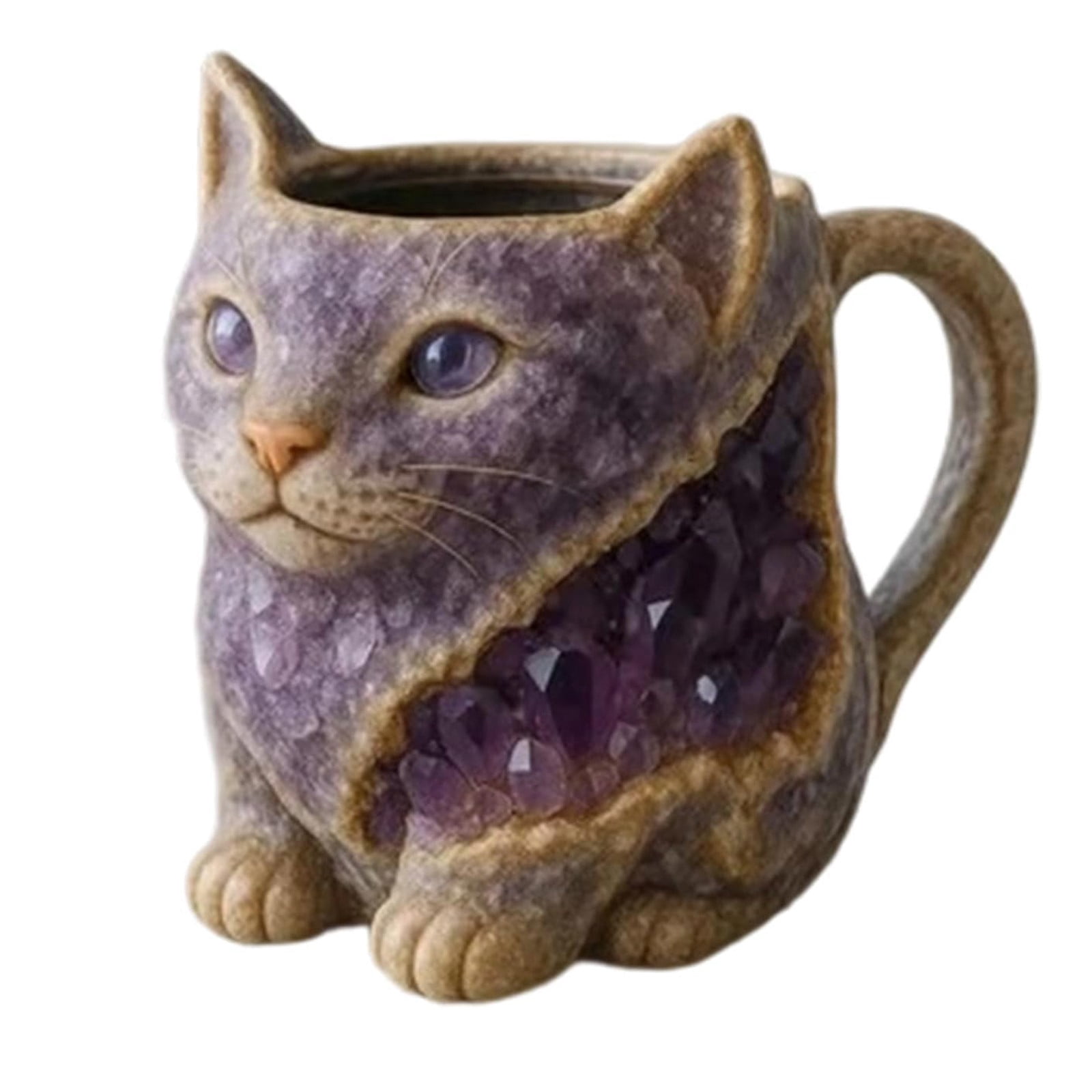 Cat Resin Coffee Cup Imitation Crystal Multi-color Crystal Hole Mark ...