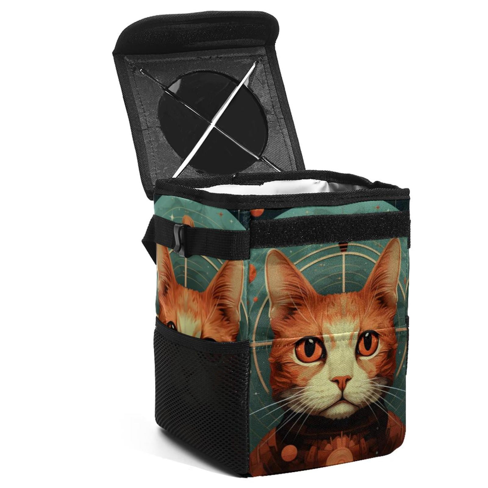 Cat Retro Foldable Car Garbage Can with Lid, Leak-Proof, Hanging ...