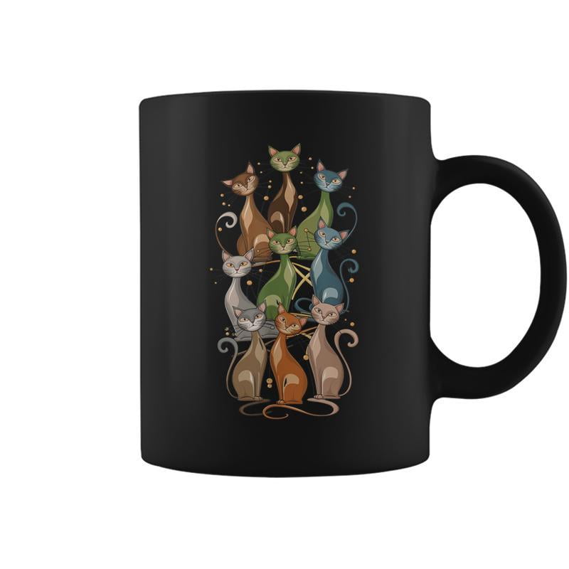 Cat Retro MidCentury Long Neck Cats 50S 60S Style Coffee Mugs - Walmart.com