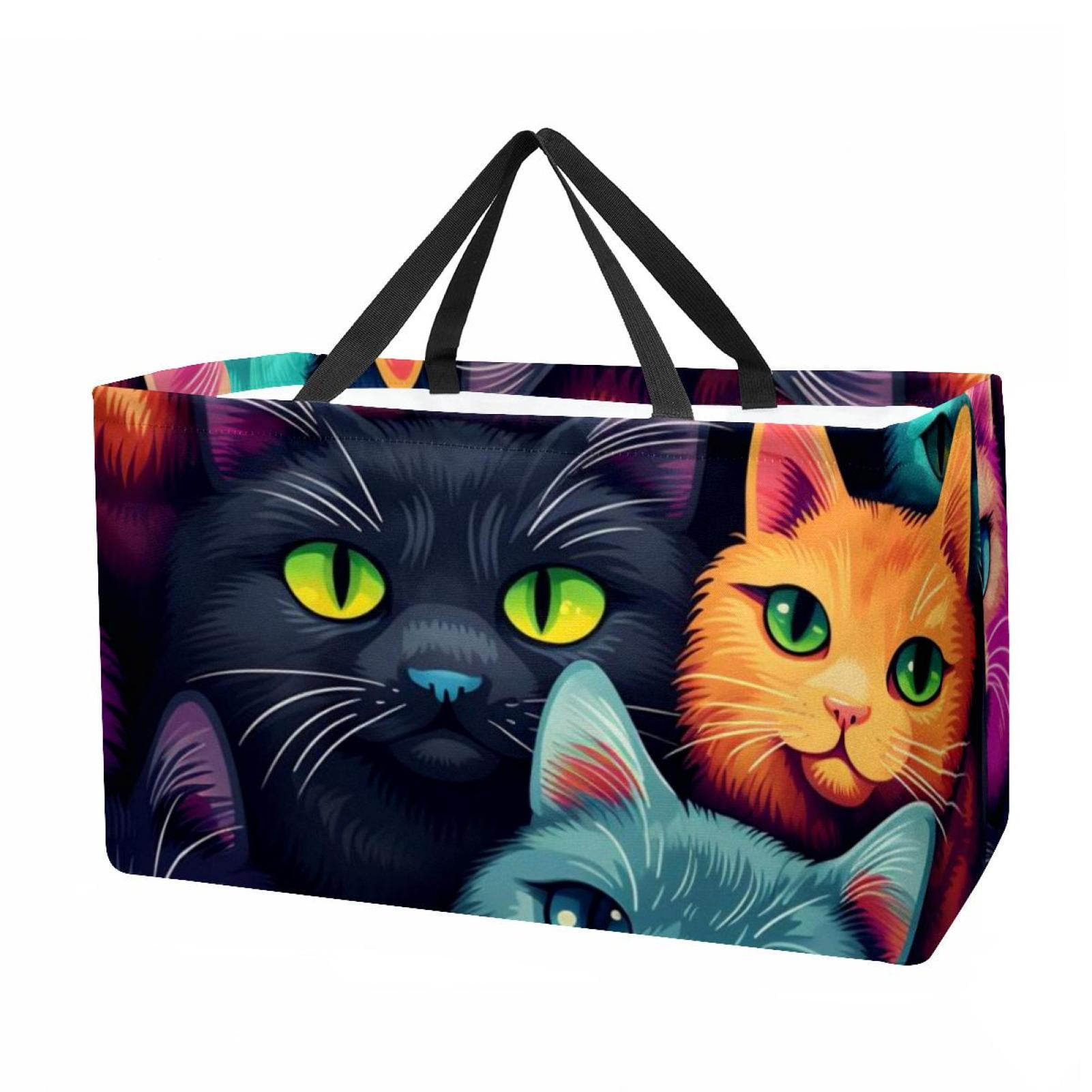 Cat Reusable Large Capacity Foldable Grocery Bags and Shopping Baskets ...