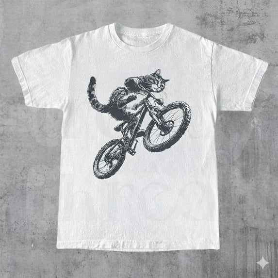 Cat Riding Bicycle Shirt, Funny Kitten T-shirt, Cat Lover Tee, Gift For ...