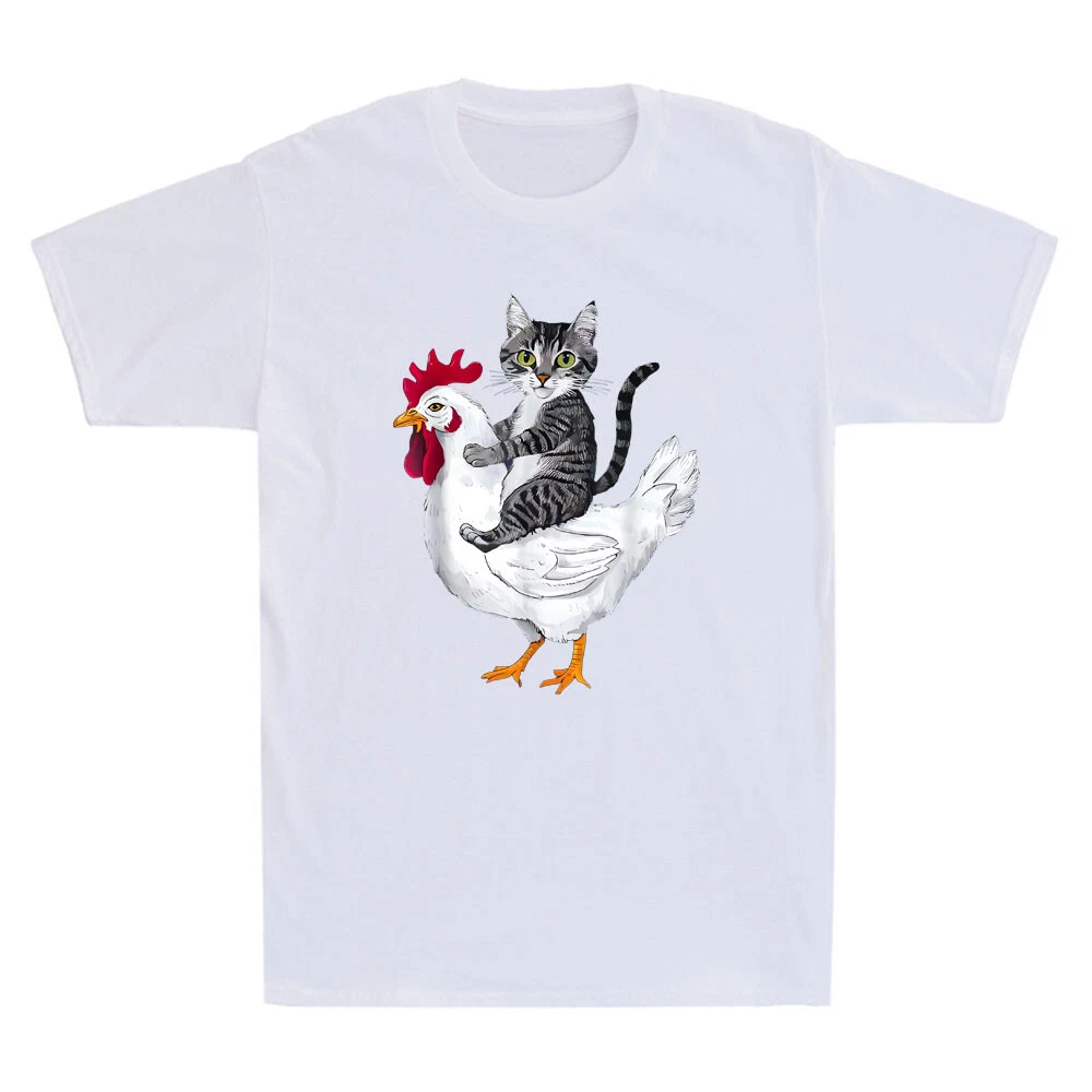 Cat Riding Chicken Funny Cat On A Chicken Meme Humor Graphic Unisex T ...