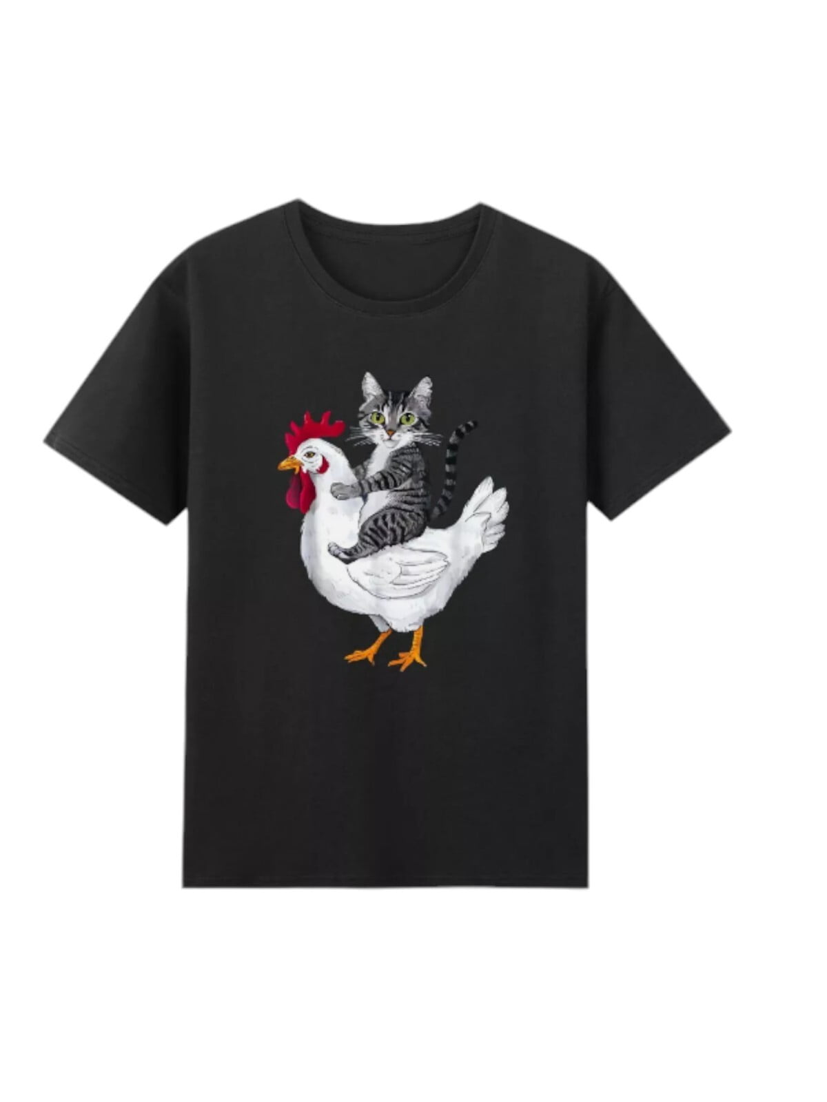 Cat Riding Chicken Men's T-Shirt Funny Cat On A Chicken Graphic Novelty ...
