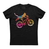 Cat Riding Colorful Bike Mens Short Sleeve New Cotton Black T-shirt ...