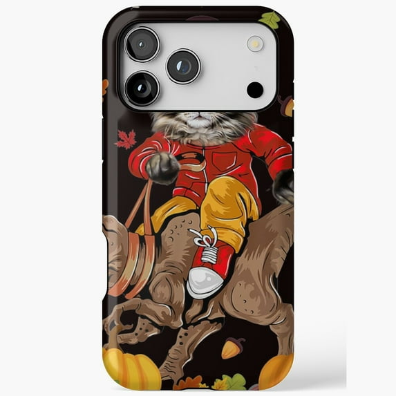 Cat Riding T Rex Dinosaur Funny Thanksgiving Dino Fun Phone Case for ...