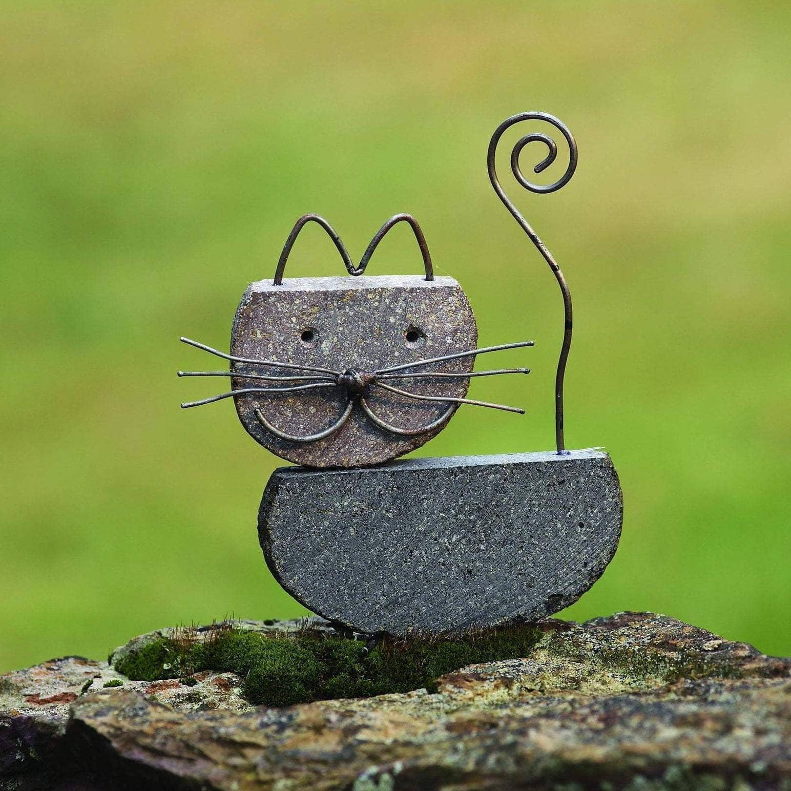 Happy Gardens Handcrafted River Stone Cat Garden Statue - Walmart.com