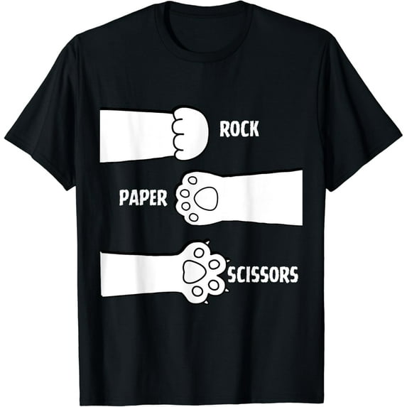 Cat Rock Paper Scissors Hand Game Paw Claw Cute Funny T-Shirt - Walmart.com