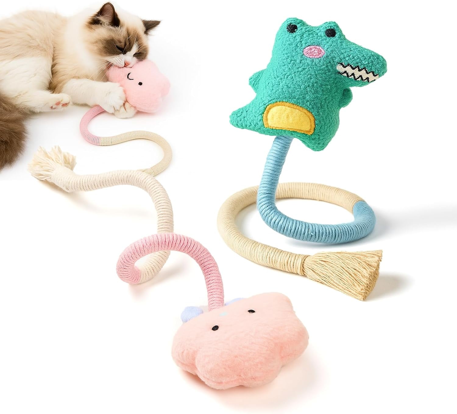 Cat Rope Toys, 2 Pack Cat Toy Chew Ropes Without Wire, Bite Resistant ...