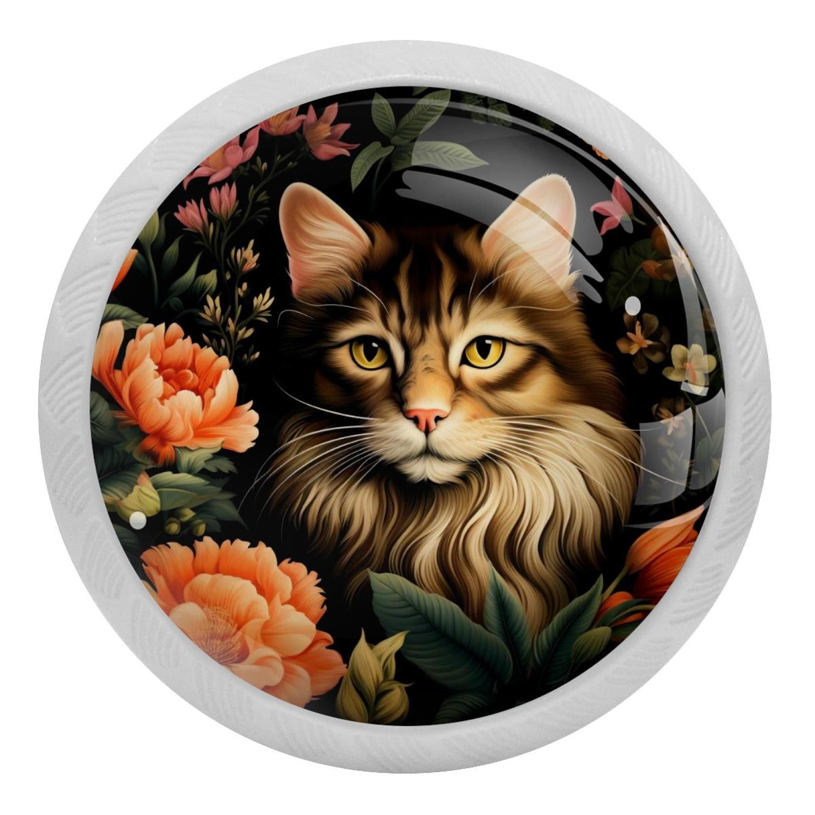 Cat Round Glow-in-the-Dark Cabinet Knobs: Fluorescent Drawer Pulls 4 ...