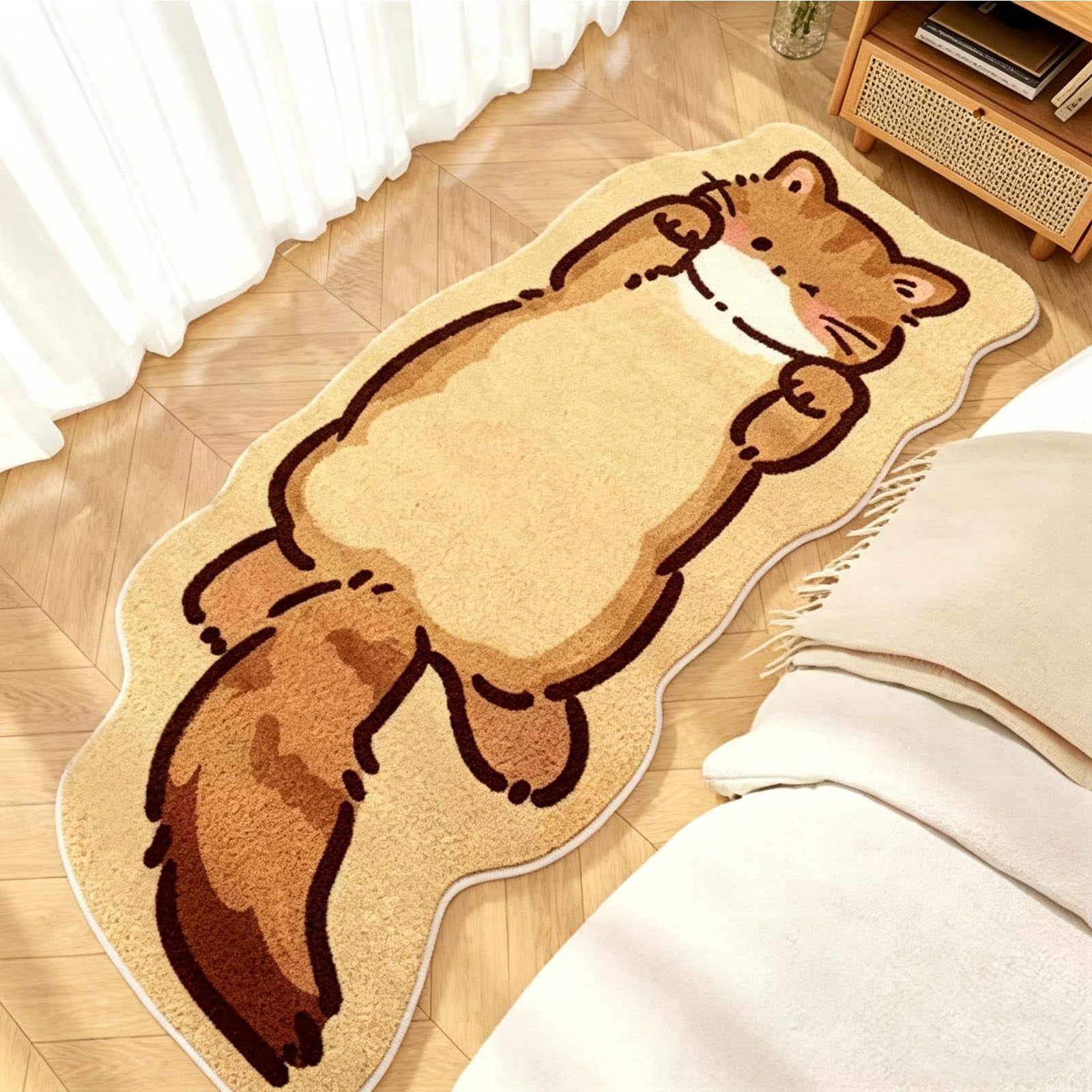 Cat Rug for Bedroom, Washable Cats Shaped Area Rug, Cute Cartoon Cat ...