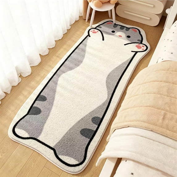 Cat Rug for Bedroom, Washable Cats Shaped Area Rug, Cute Cartoon Cat ...