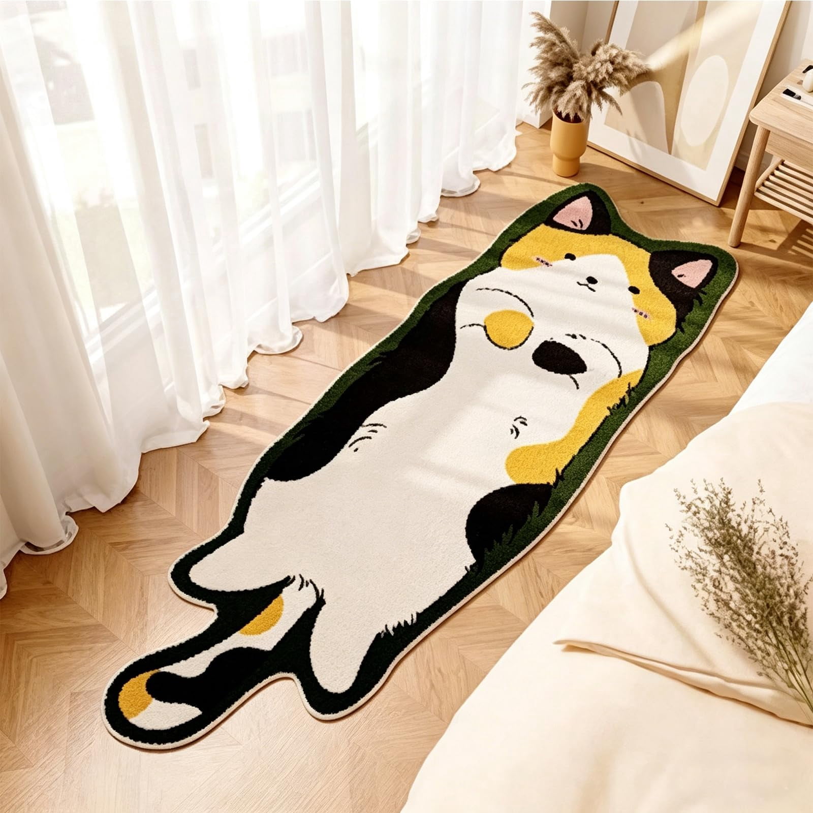 Cat Rug for Bedroom, Washable Cats Shaped Area Rug, Cute Cartoon Cat ...