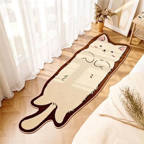 Cat Rug for Bedroom, Washable Cats Shaped Area Rug, Cute Cartoon Cat ...
