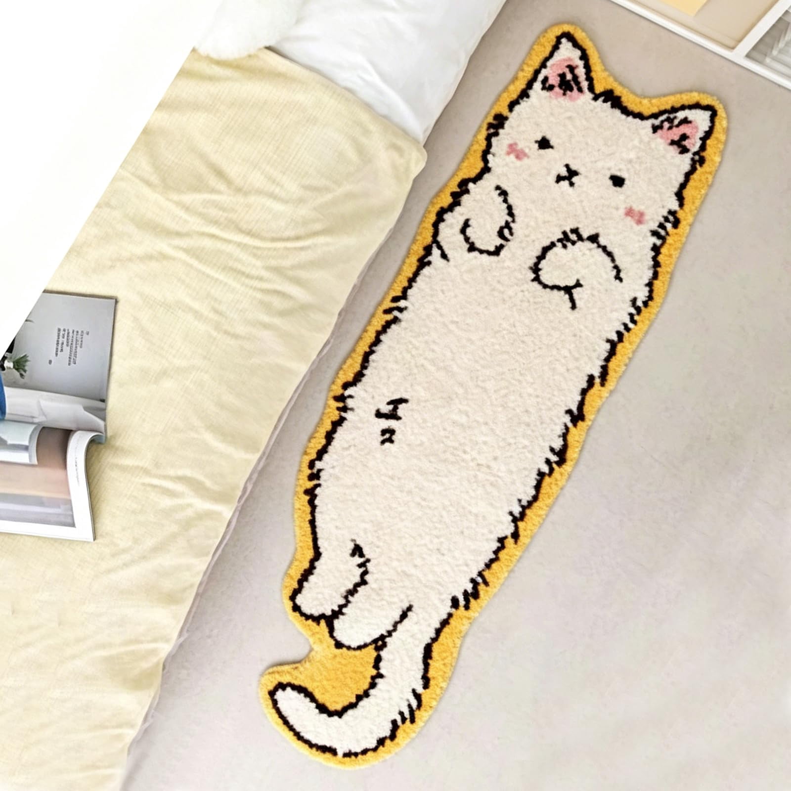 Cat Rug for Bedroom, Washable Cats Shaped Area Rug, Cute Cartoon Cat ...