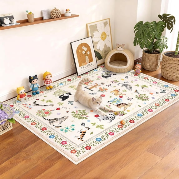 Cat Rugs for Entryway 4x6 Washable Rug for Living Room, Non Slip Non ...
