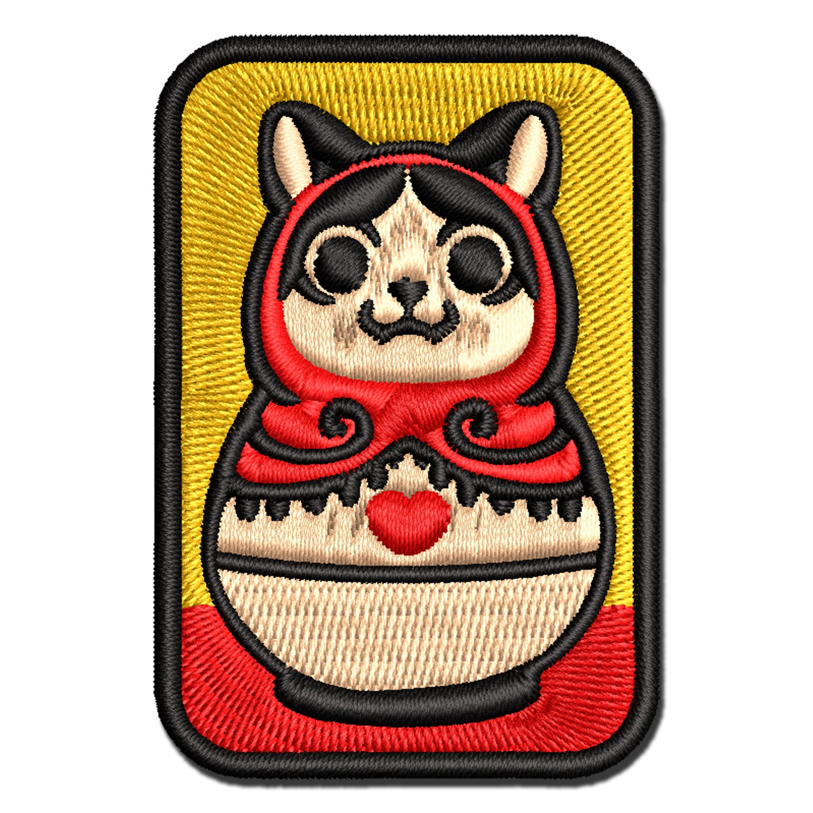 Cat Russian Nesting Doll Matroyshka Babushka Applique Multi-Color Embroidered Iron-On Patch - 3 ...