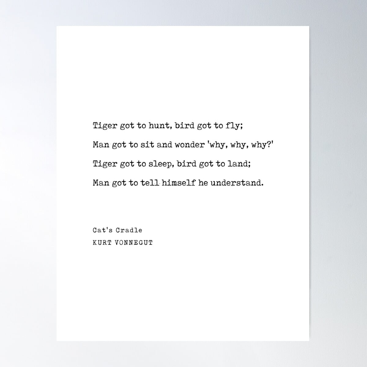 Cat'S Cradle - Kurt Vonnegut Quote - Literature - Typewriter Print ...