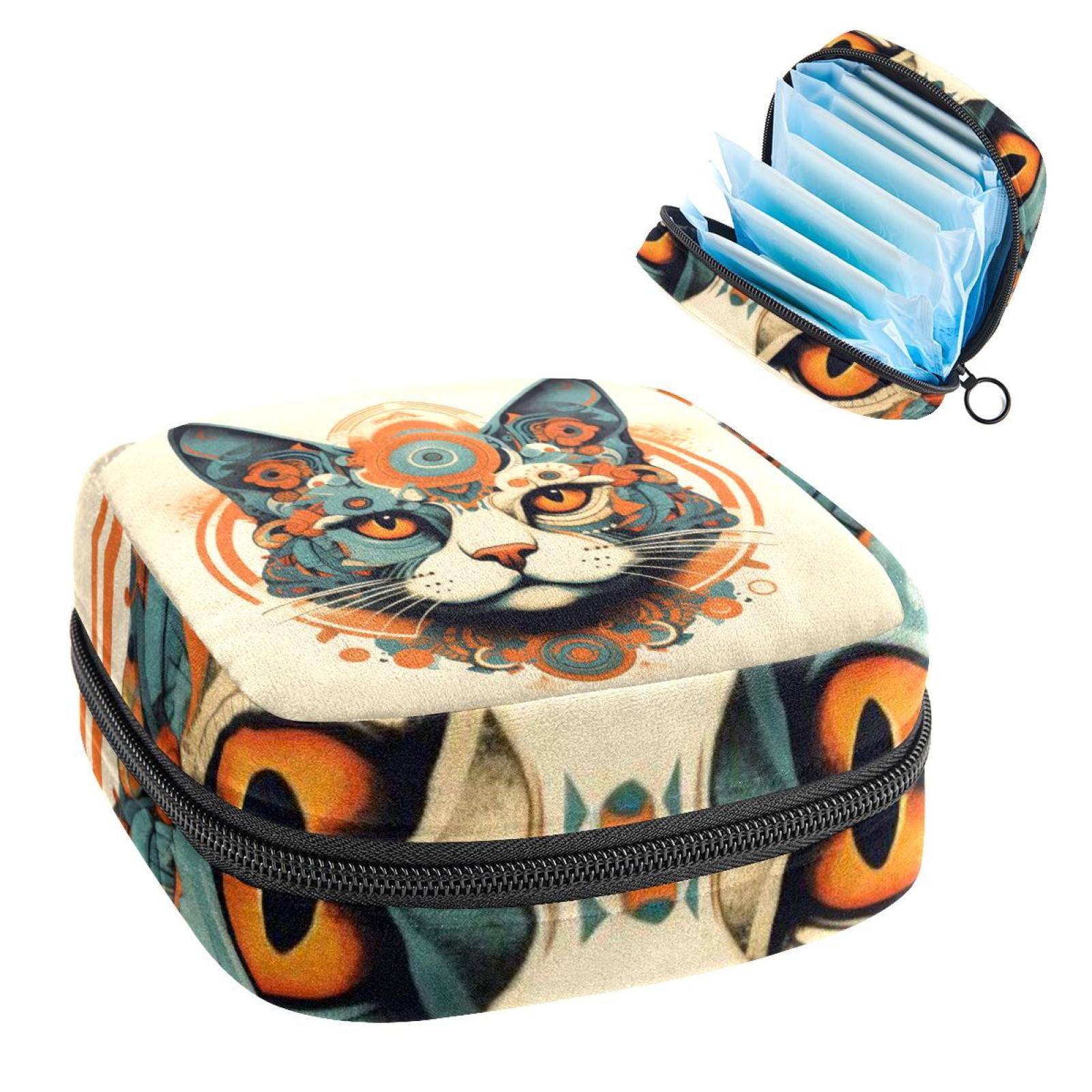 Cat Sanitary Napkin Bag Period Pouch Travel Organizer Zipper Pouch Mini ...