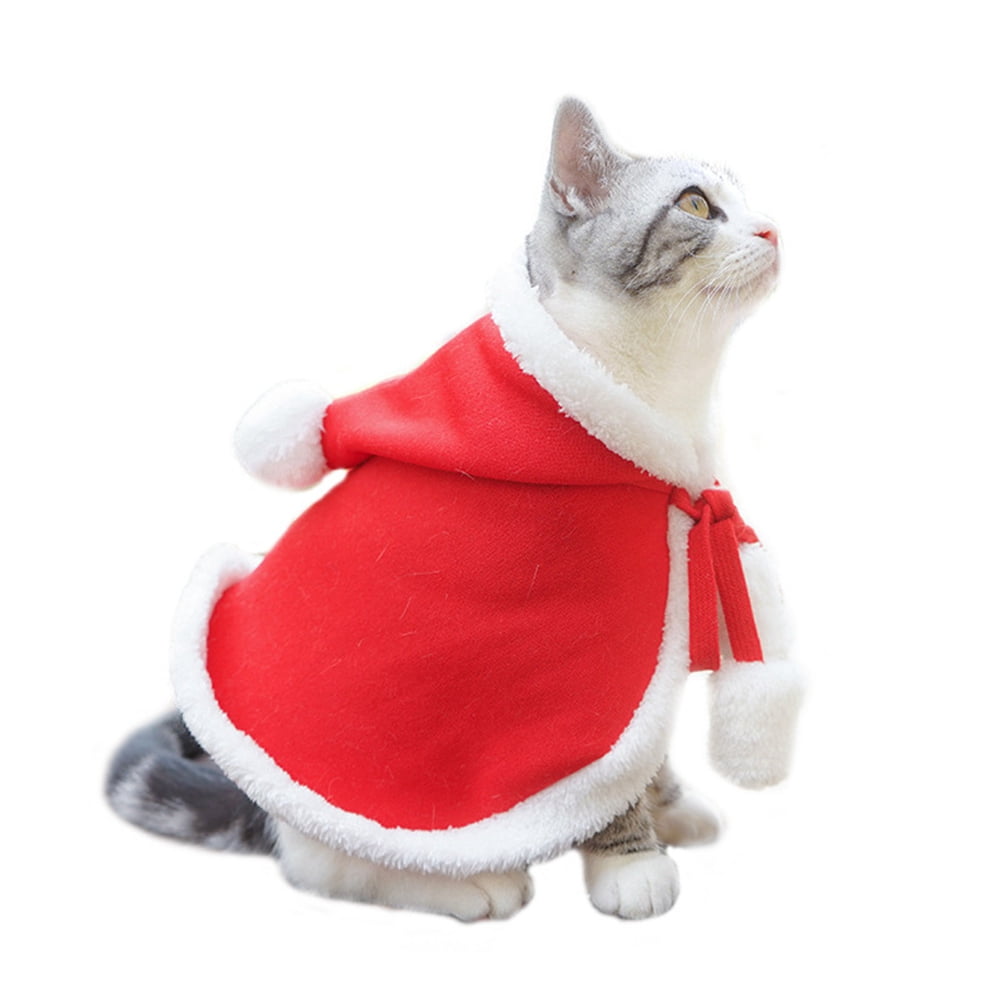 Cat Santa Christmas Hat, Pet Clothing Christmas Costume Red Santa Cloak ...