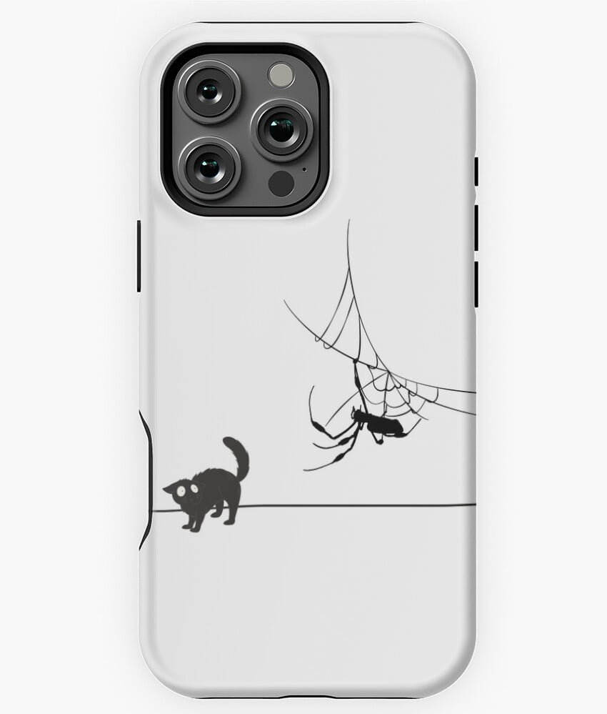 Cat Scared of Spider Funny Meme Phone Case for iPhone 16 15 14 13 12 11 ...