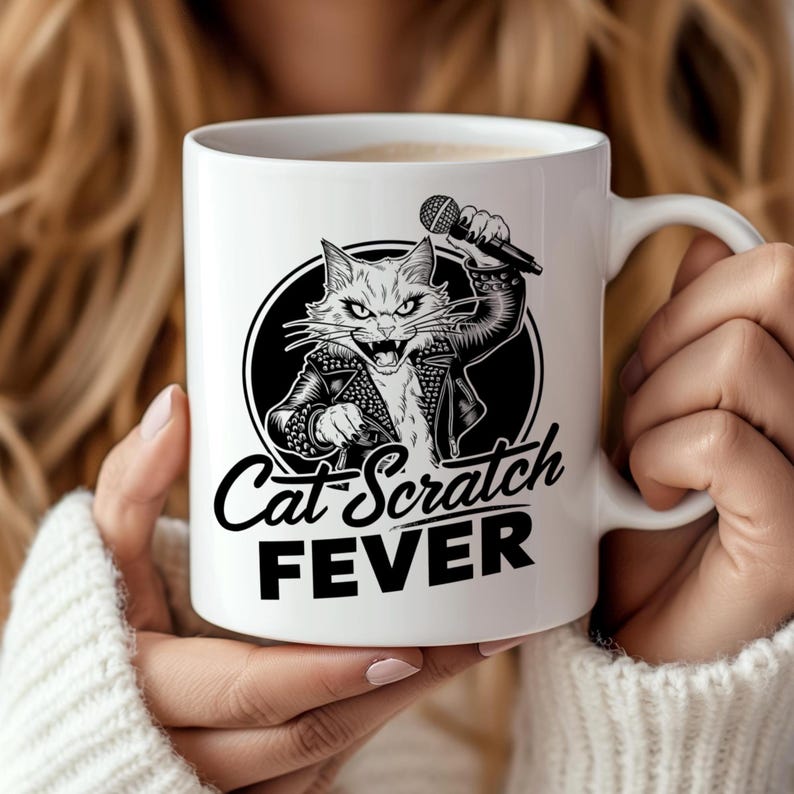 Cat Scratch Fever Mug - Rockstar Cat Coffee Cup, Music Cat Lover Gift ...