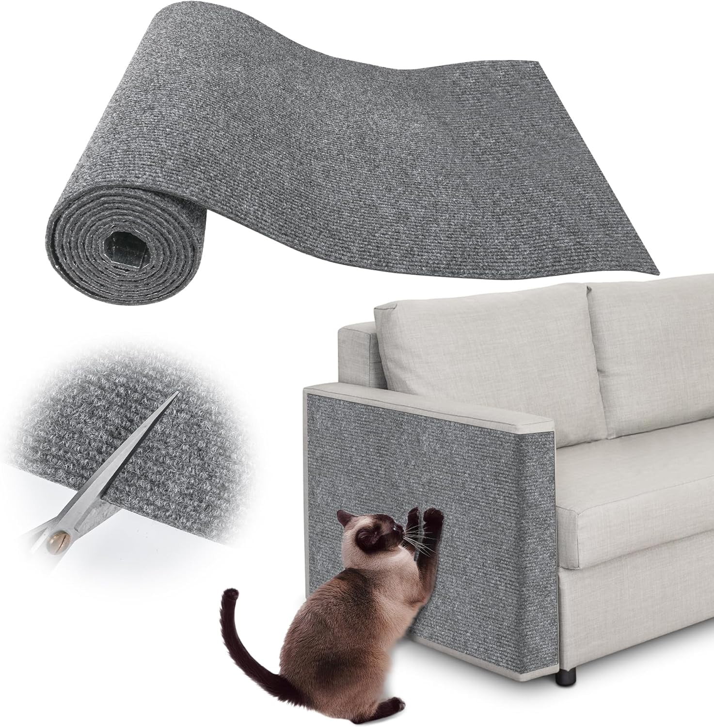 Cat Scratch Furniture Protector - 118" x 15.8" Trimmable Self-Adhesive ...
