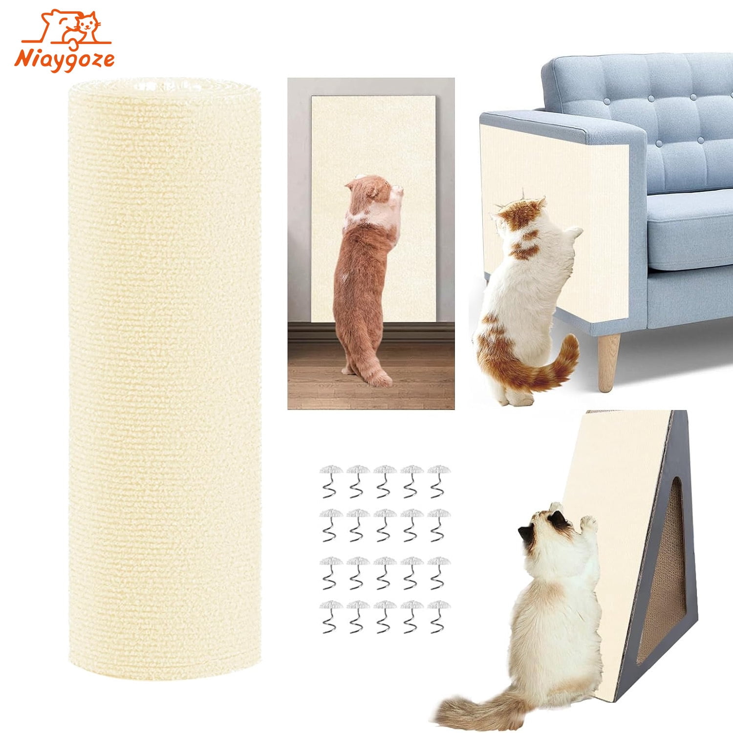 Cat Scratch Furniture Protector with Nails,40x15.8In Trimmable Adhesive ...