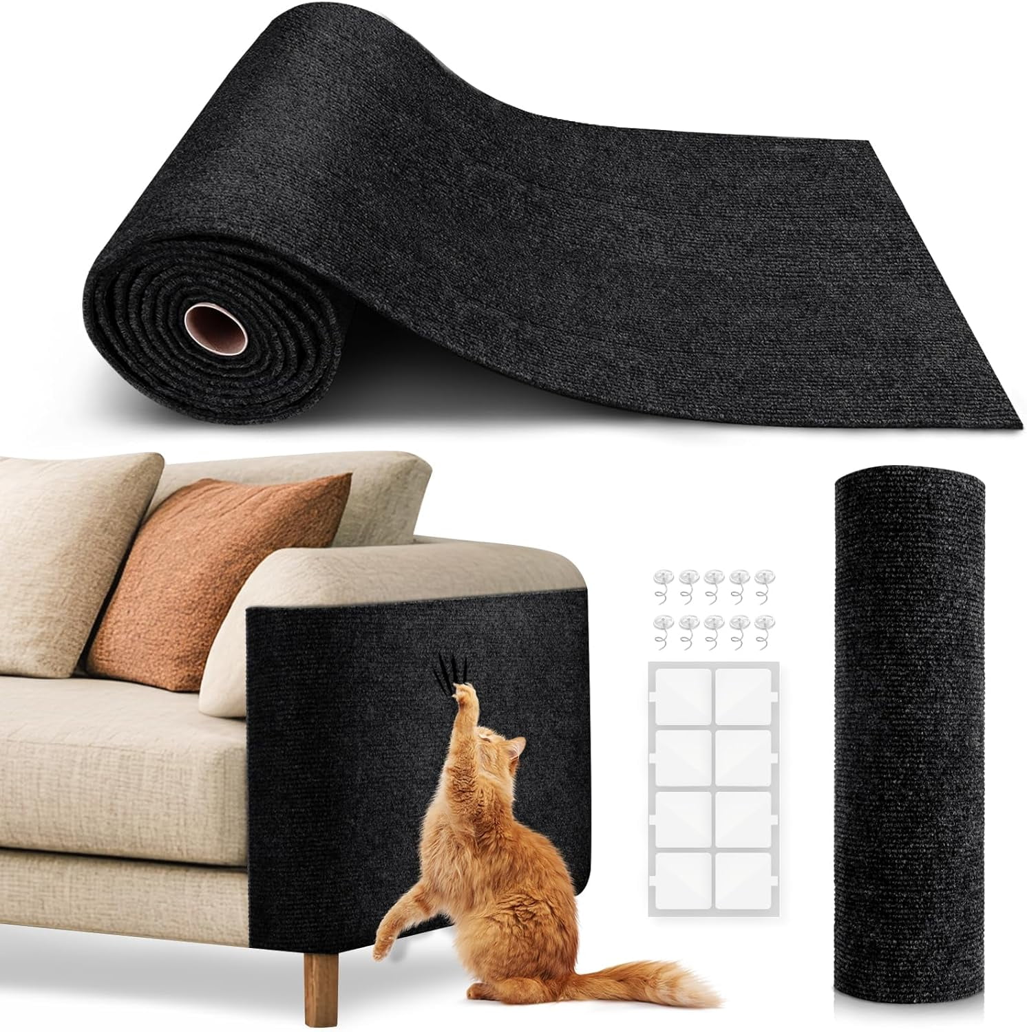 Cat Scratch Furniture Protector, Trimmable Self-Adhesive Carpet, DIY ...