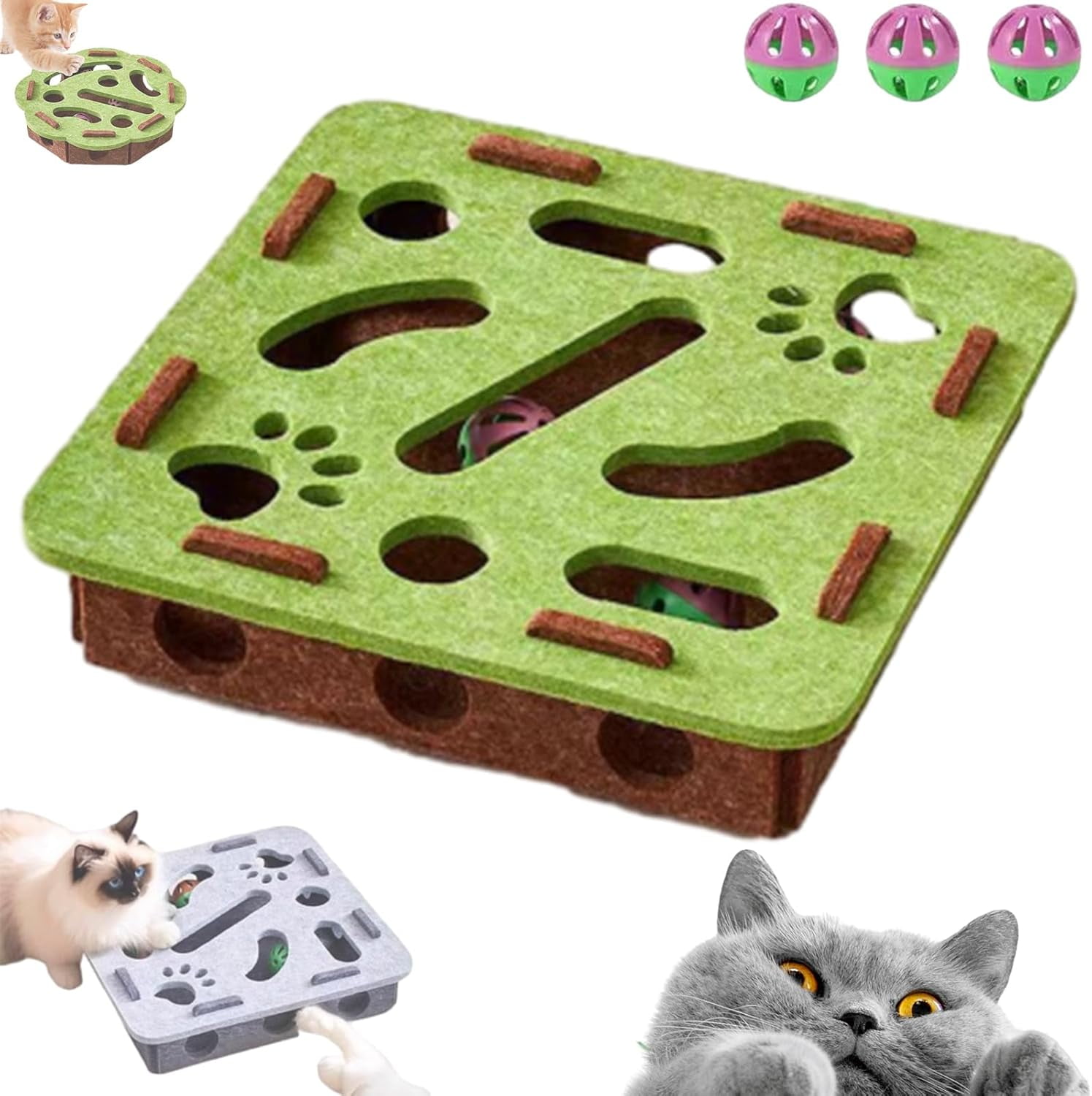 Cat Scratch Puzzle Box, Interactive Treat Dispensing Toy for Cats ...