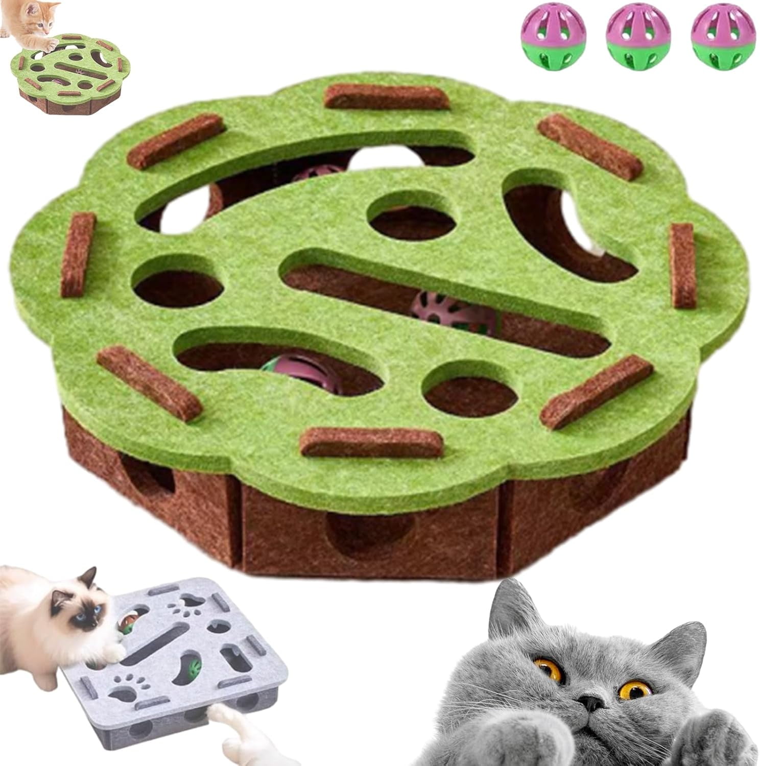 Cat Scratch Puzzle Box, Interactive Treat Dispensing Toy for Cats ...