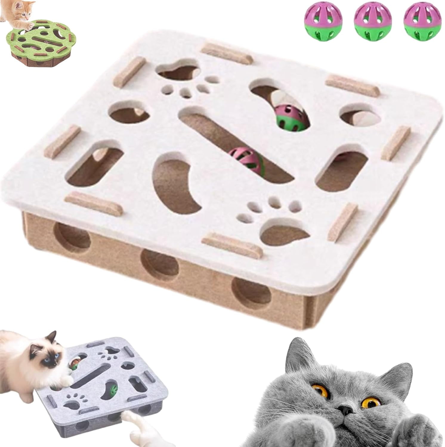 Cat Scratch Puzzle Box, Interactive Treat Dispensing Toy for Cats ...