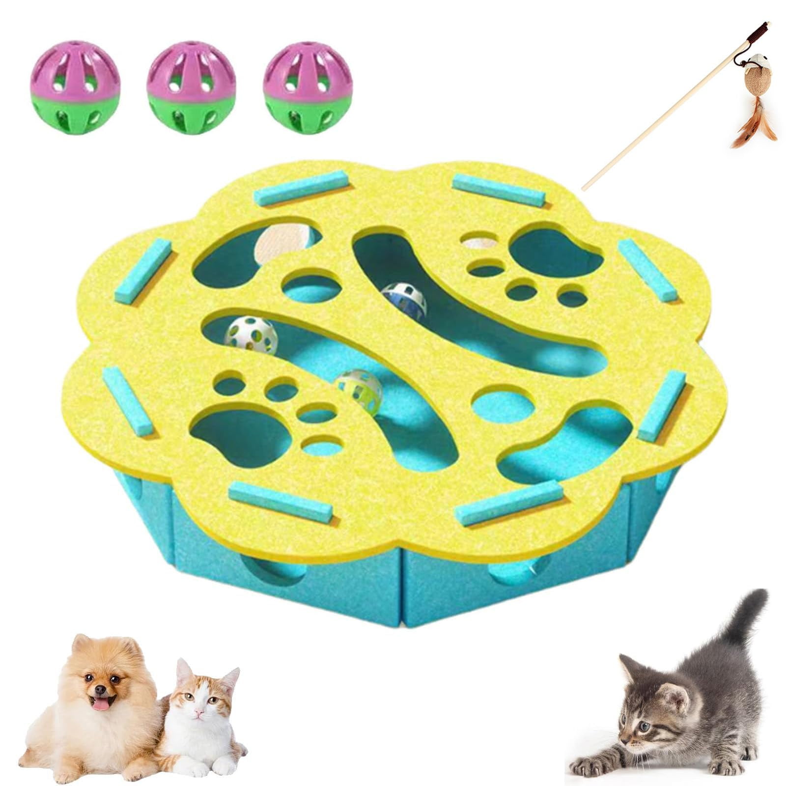 Cat Scratch Puzzle Enrichment Box, with 3 Bell Balls and Cats Funny ...