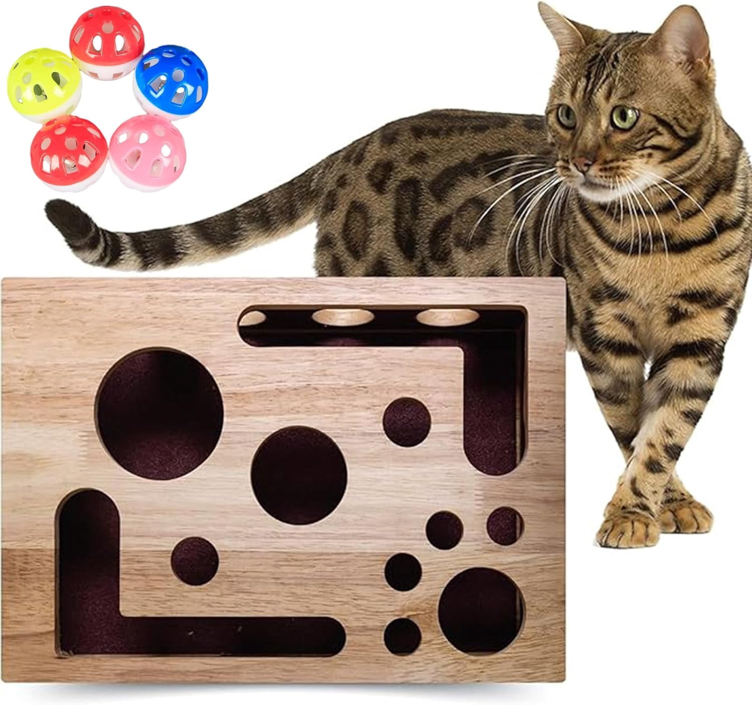 Cat Scratch Puzzle Enrichment Box with Bell Ball & Sandpaper Inside ...