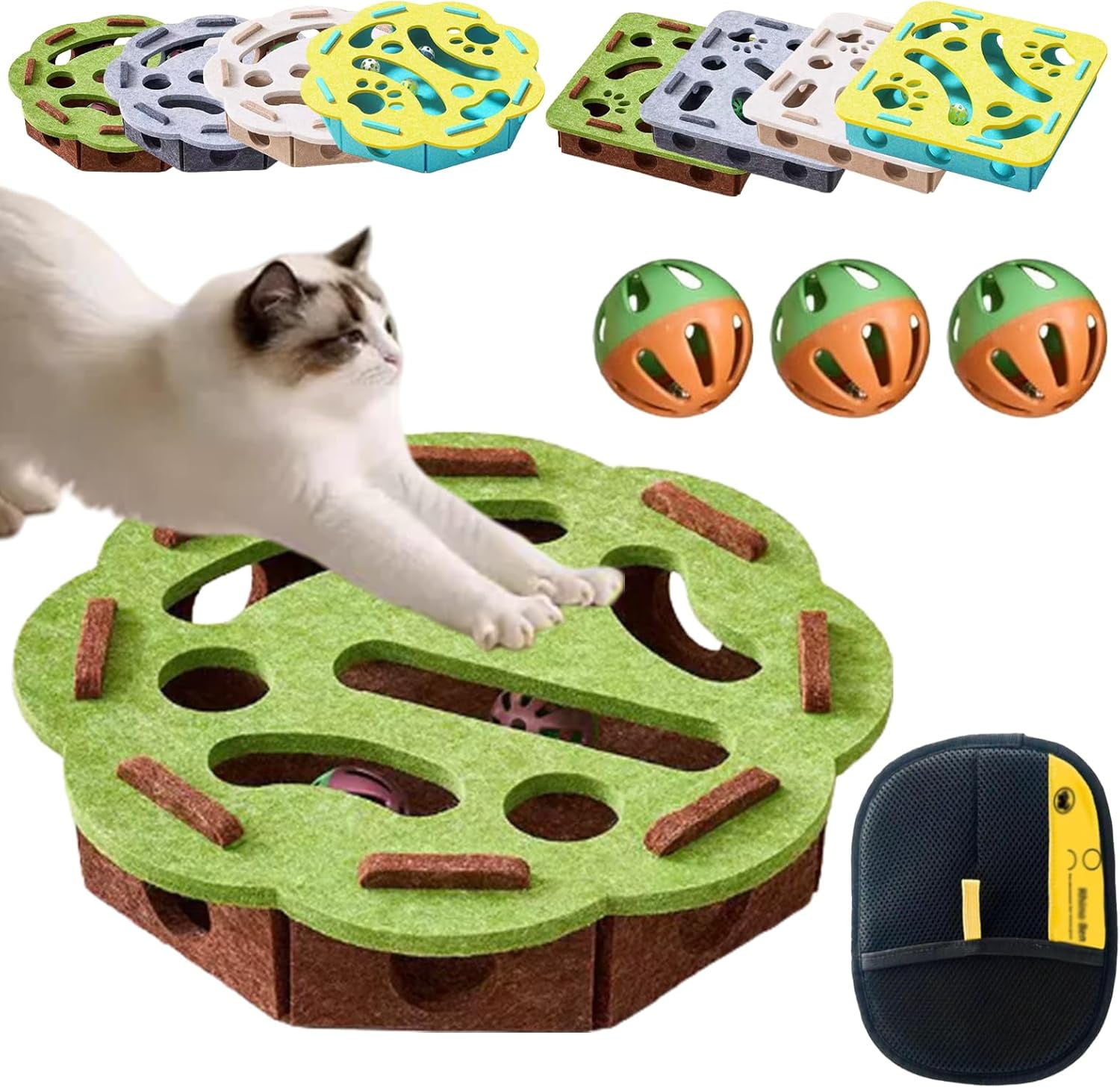 Cat Scratch Puzzle Enrichment Box, Cat Nail File Enrichment Box with 3 ...