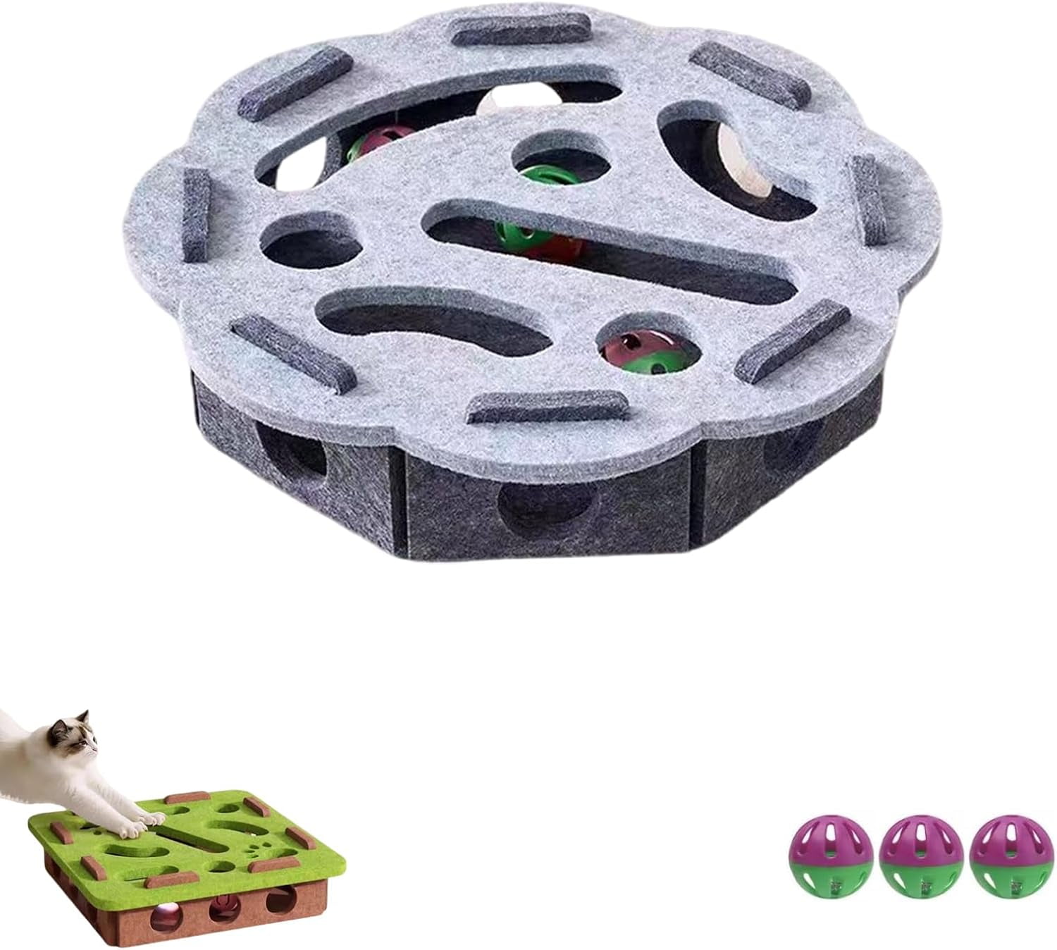 Cat Scratch Puzzle Enrichment Box, Cat Scratch Puzzle Box-with 3 Bell ...