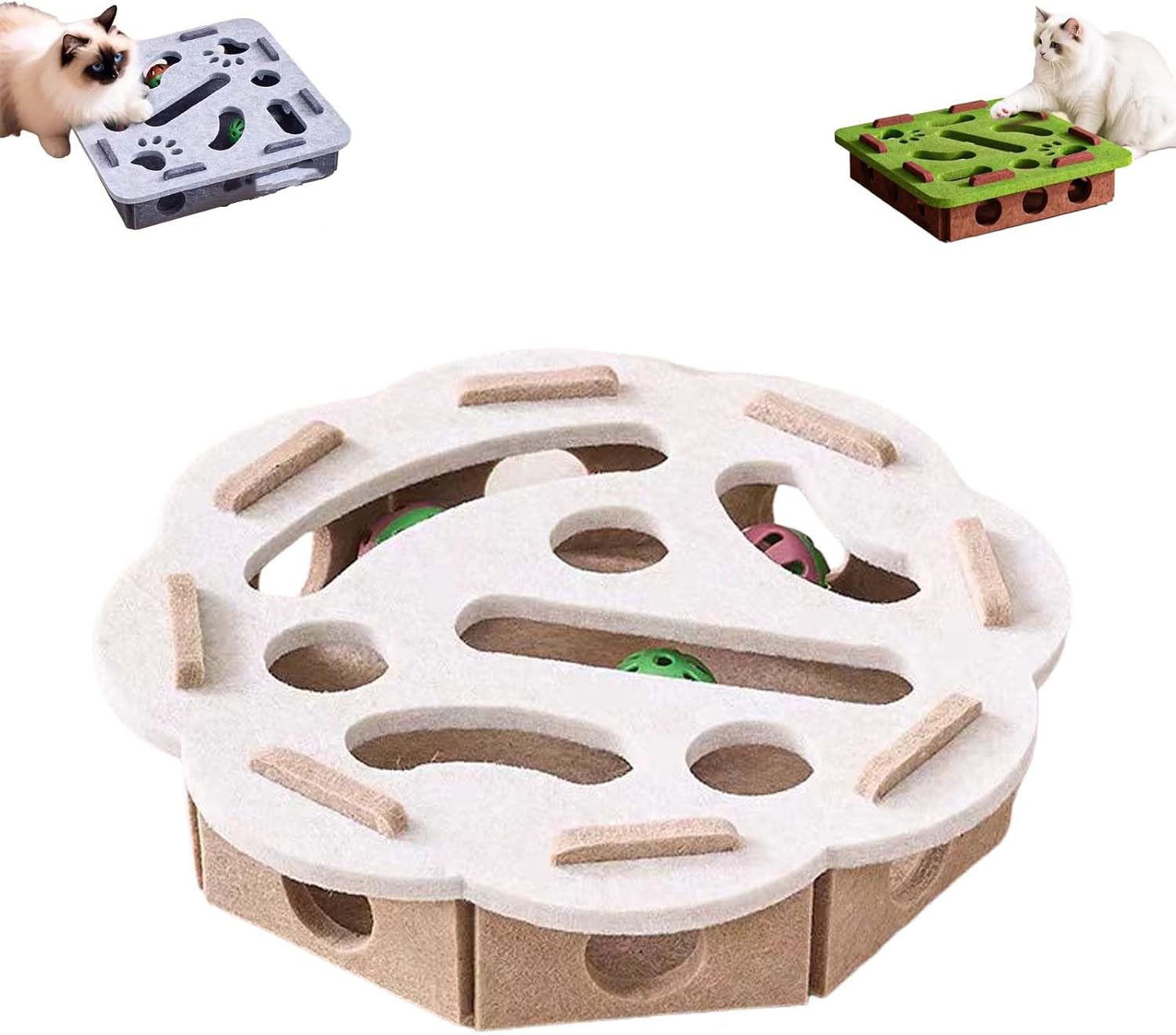 Cat Scratch Puzzle Enrichment Box, Felt Enrichment Toy with Bell for ...