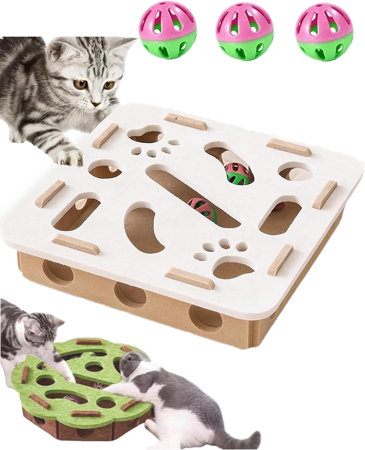 Cat Scratch Puzzle Enrichment Box, Interactive Cat Nail File Toy for ...