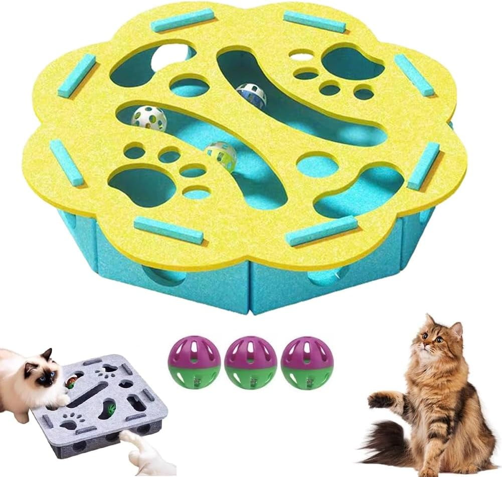 Cat Scratch Puzzle Enrichment Box, Interactive Cat Puzzle Ball Track ...