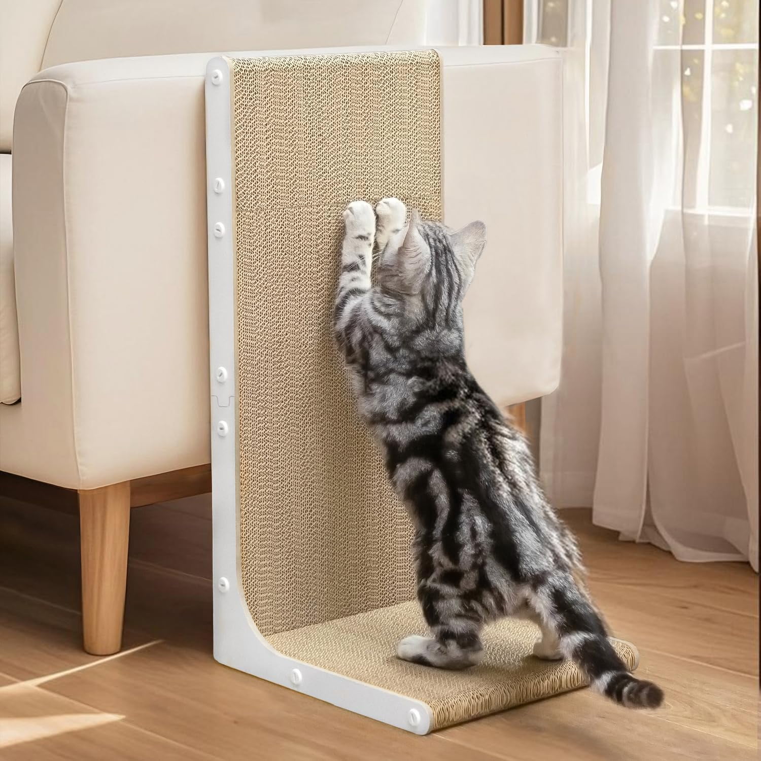 Cat Scratcher,23 Inch L Shape Scratch Pad Wall Mounted,Vertical ...