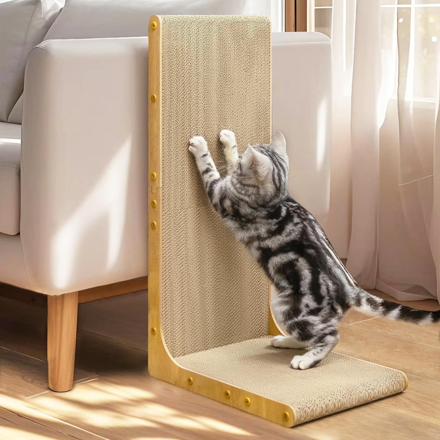 Cat Scratcher,23 Inch L Shape Scratch Pad Wall Mounted,Vertical ...