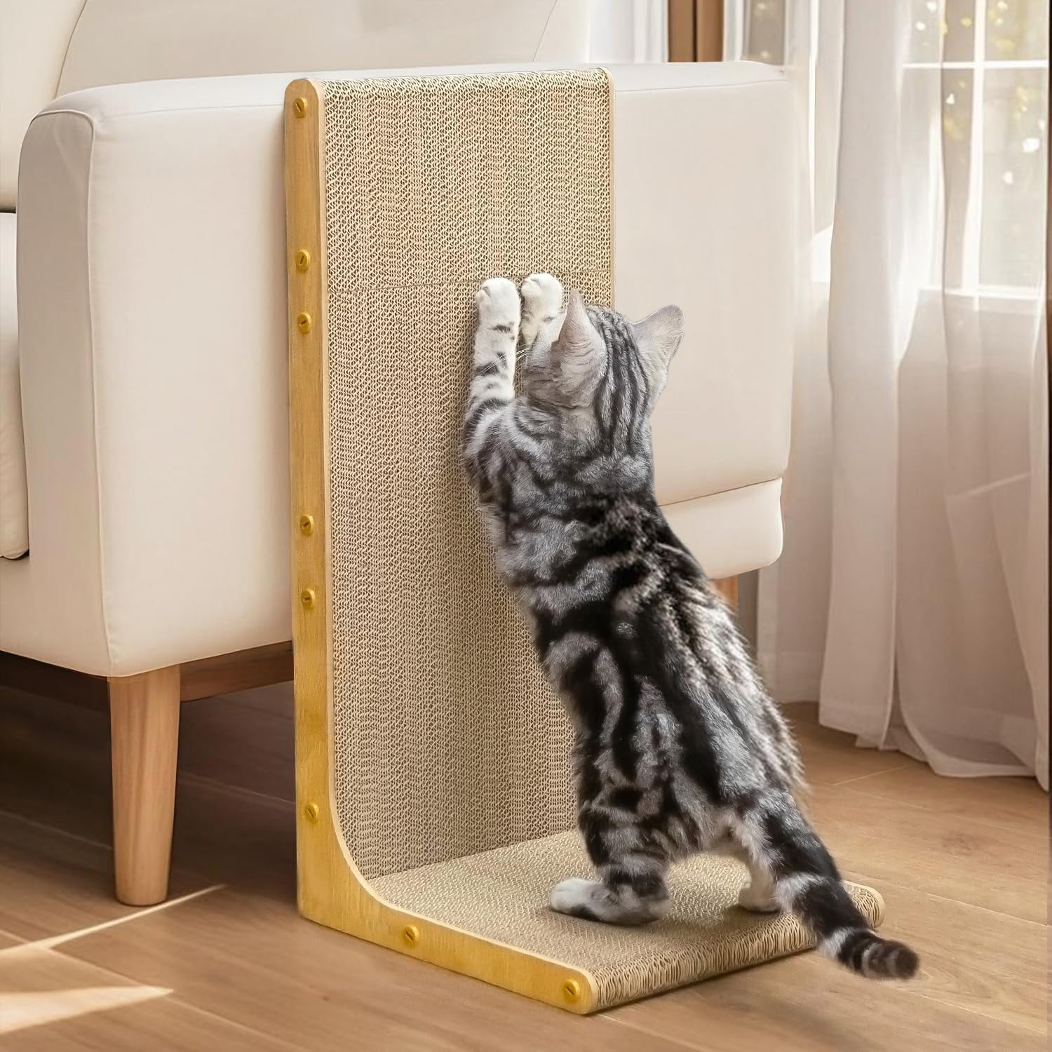Cat Scratcher,23 Inch L Shape Scratch Pad Wall Mounted,Vertical ...