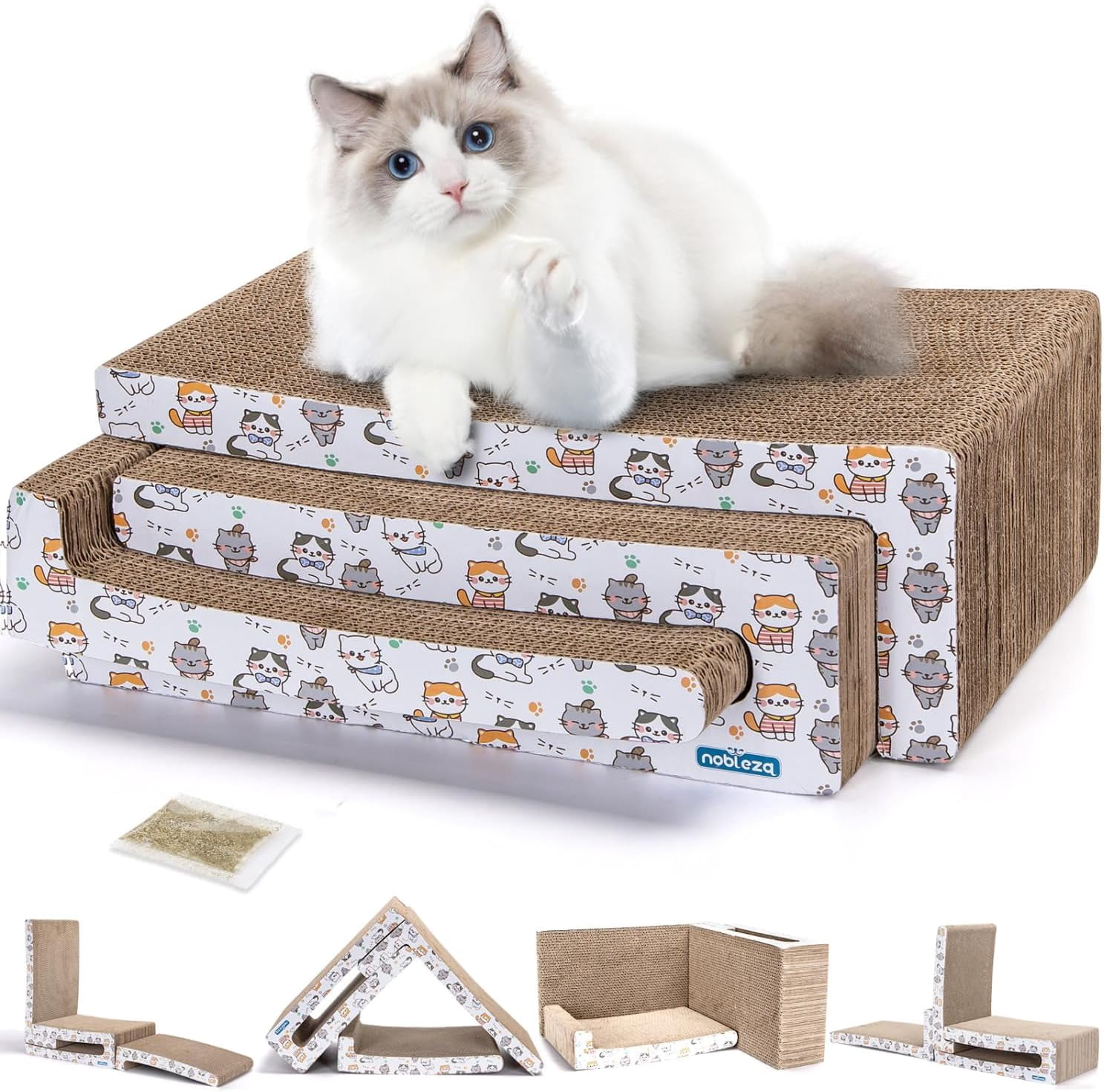 Cat Scratcher, 3 in 1 Reversible Cardboard Cat Scratching Board ...