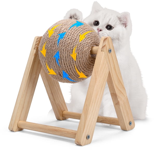 Cat Scratcher Ball Toy Wooden Scratching Toy for Cats & Kittens Indoor ...