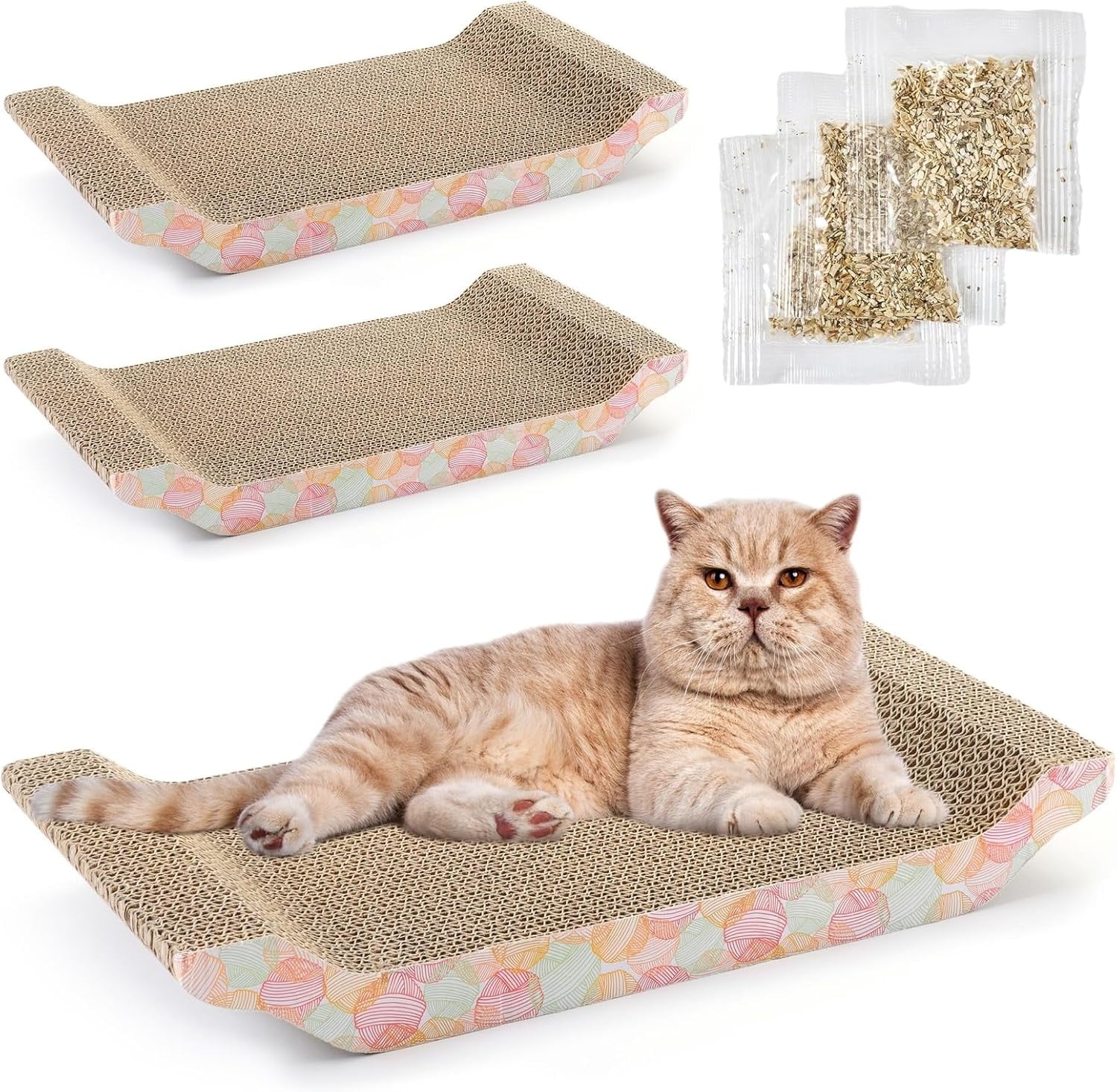 Cat Scratcher Bed - Reversible Cardboard Cat Scratch Pad - Catnip Bed ...