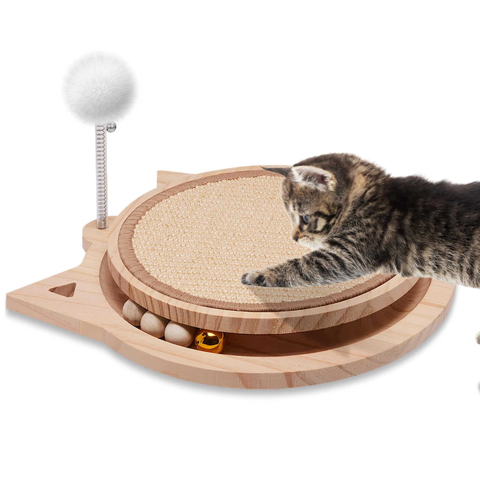 Cat Scratcher Board with Natural Sisal,Interactive Cat Kitty Kurlz ...