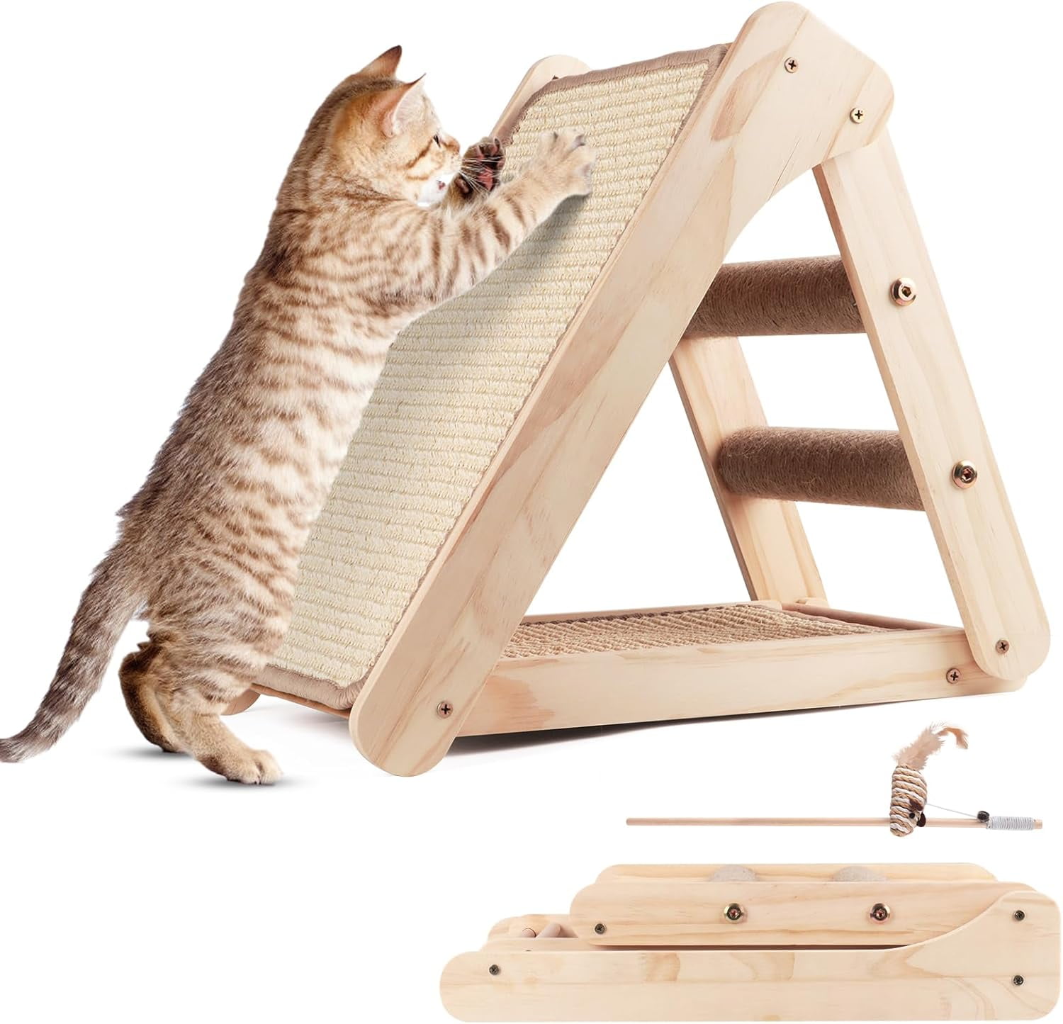 Cat Scratcher Board,Triangular Cat Scratch Ramp with Climbing Ladder ...
