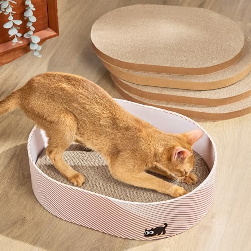 Cat Scratcher Box with 4 Cat Scratching Board Reversible Scratch Pad ...