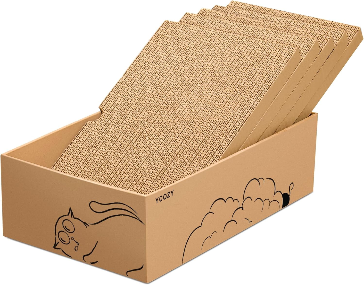 Cat Scratcher Box, 5 in 1 Reversible Cardboard Scratching Pads Cat Scratching Board for Cat Paws ...